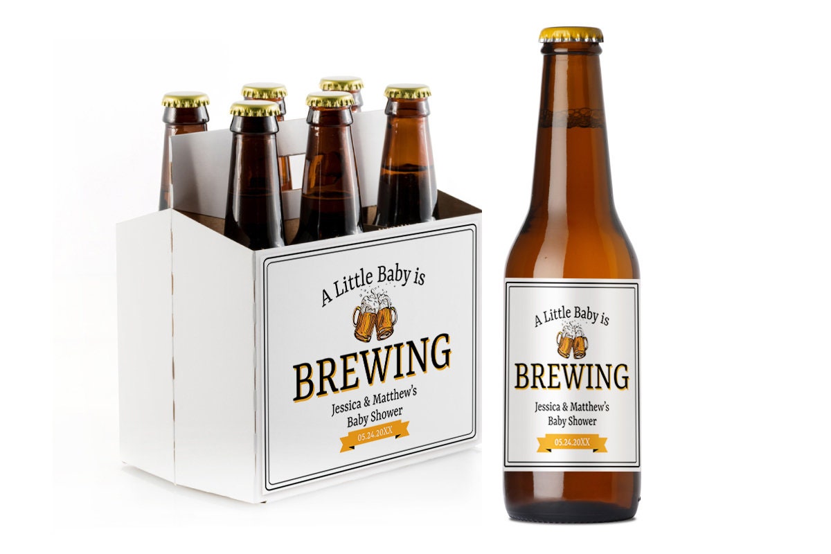 A Little Baby is Brewing Baby Shower Party Personalized Beer Bottle ...