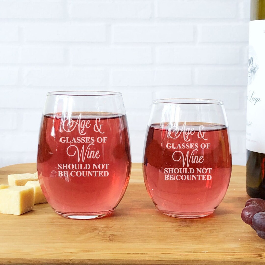 Wine Glasses, Stemless Wine Glass or Wine Glass Personalized Etched ...