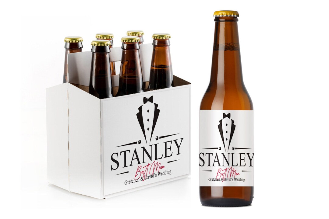 Tuxedo Best Man Personalized Beer Bottle Carrier or Personalized Beer ...