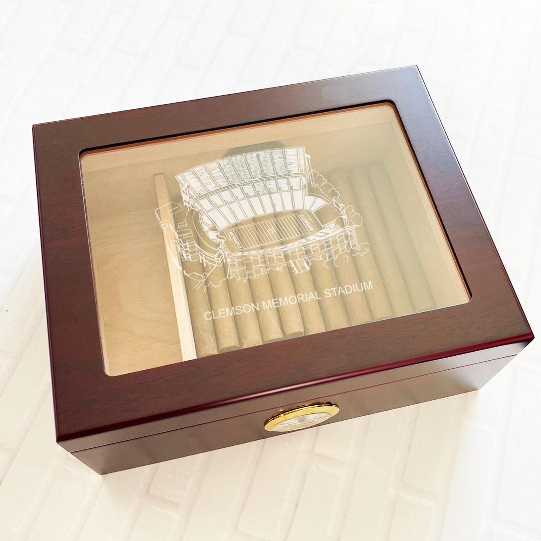 Stadium Engraved Large Size 50 Count Cigar Humidor Personalized Glass ...