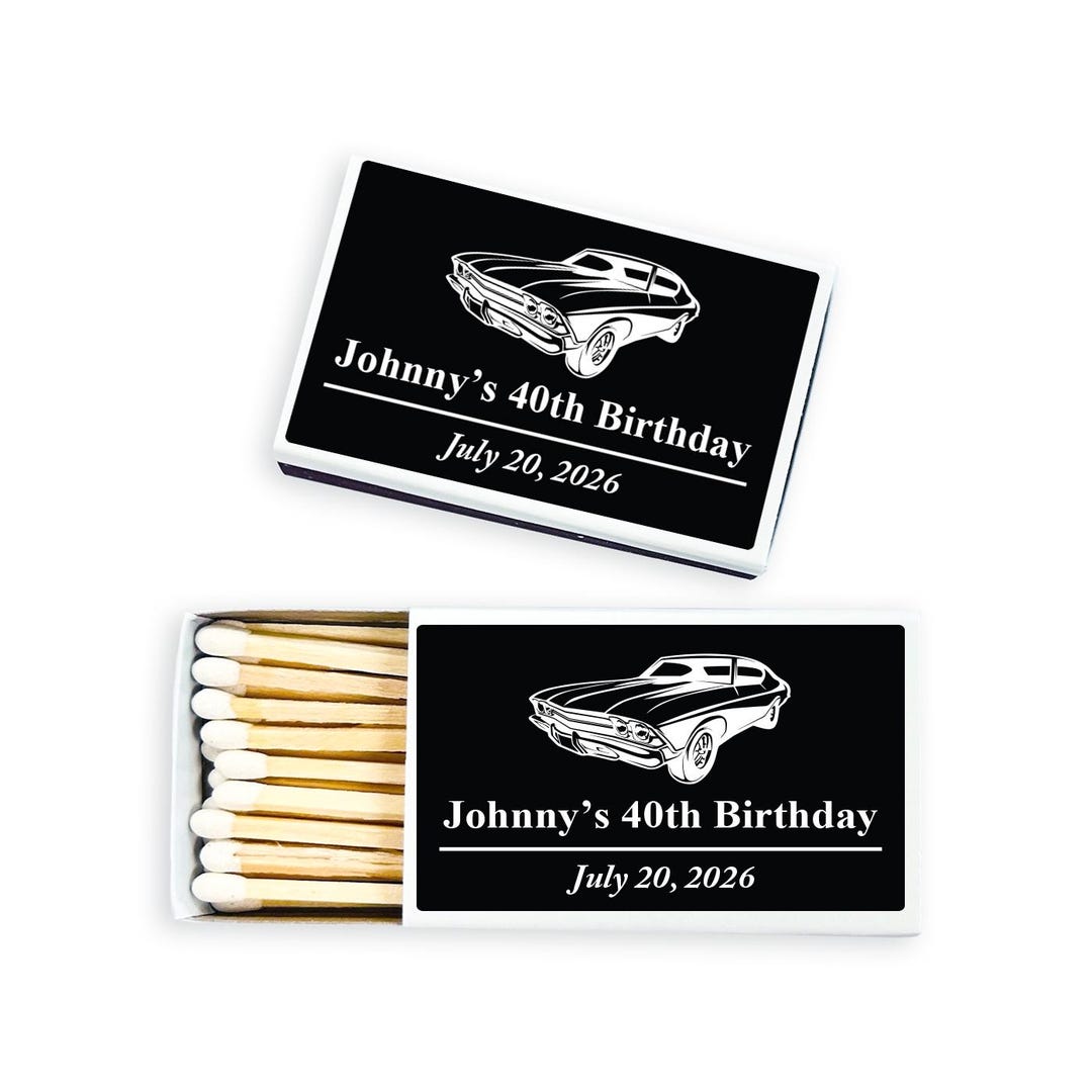 Muscle Car Birthday Personalized Matches PACK of 50, Personalized ...