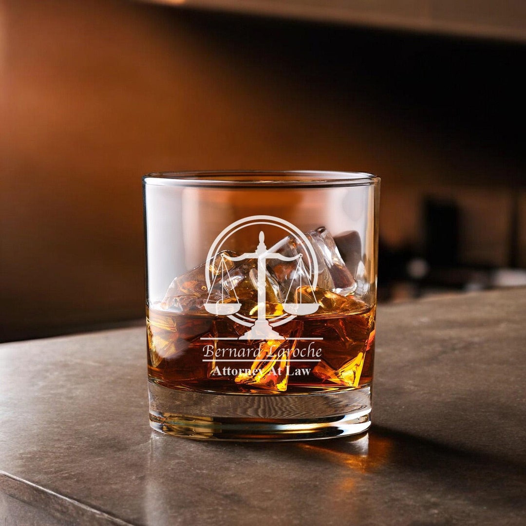 Attorney at Law Whiskey Rocks Glasses, Attorney Etched Rock Glass ...