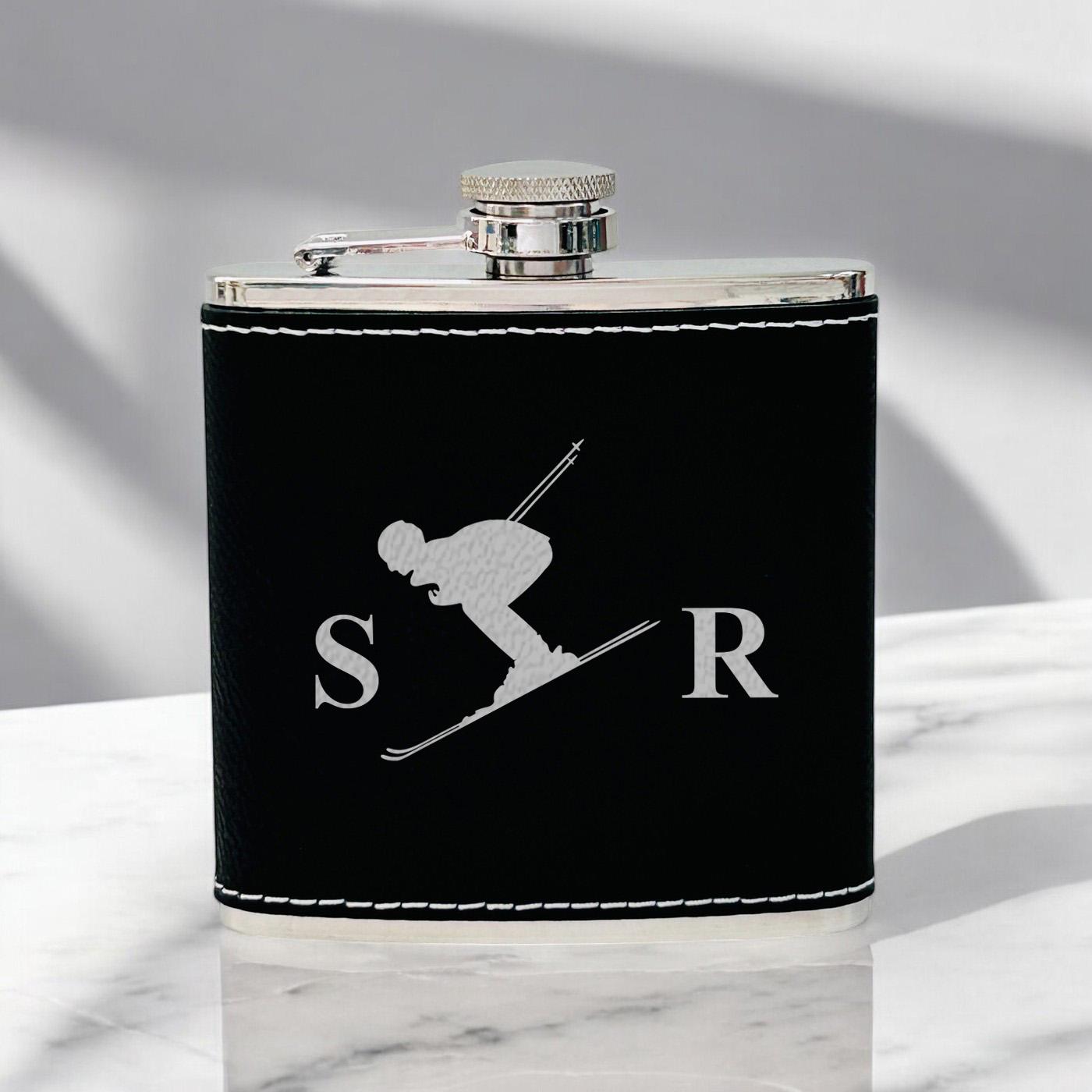 Personalized Ski Flask, Engraved Faux Leather, 6 Oz. - Etsy