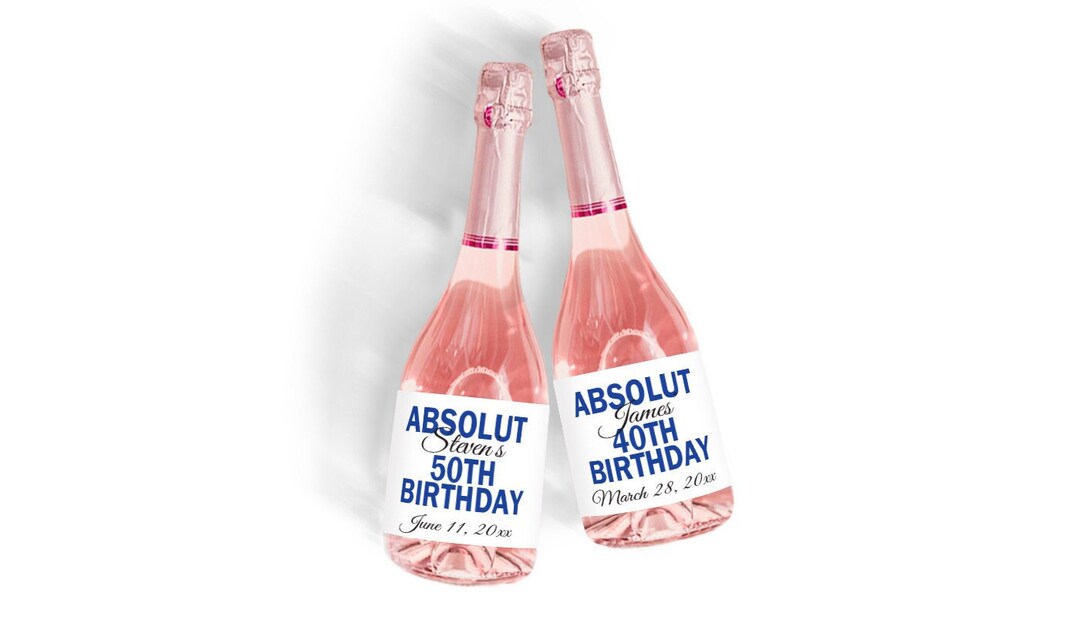 3 Pieces Absolut Birthday Personalized Champagne Bottle Labels ...
