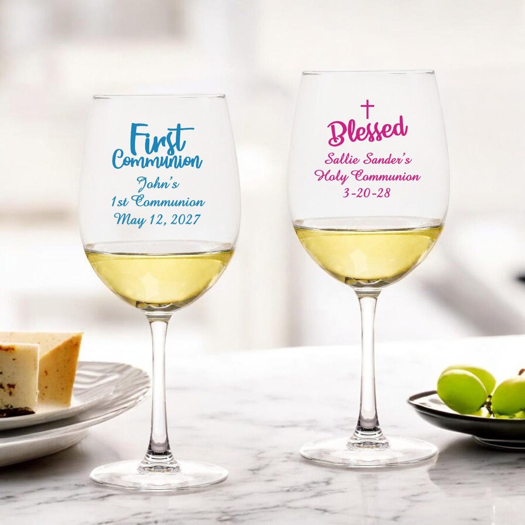 First Holy Communion Personalized Printed 24 Pieces 12 Oz Wine Glass ...