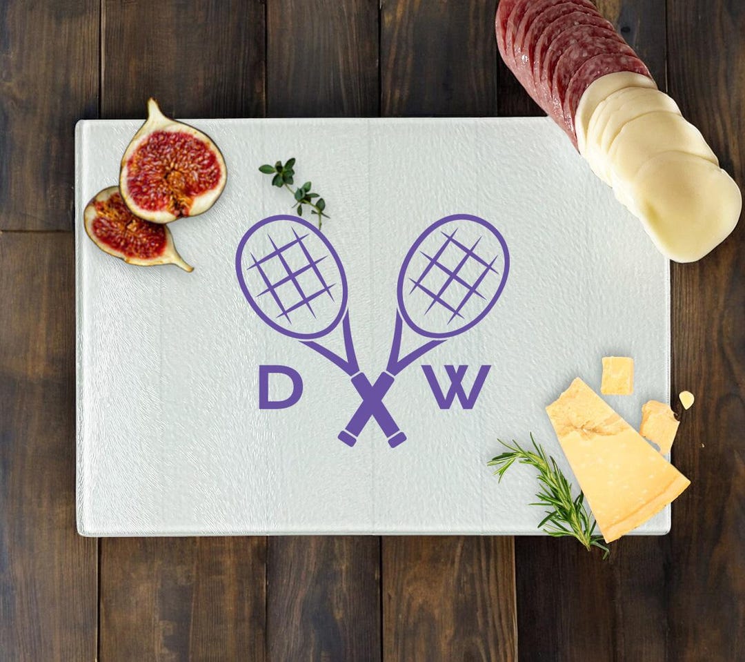 Tennis Racket Monogram Cutting Board Glass - Birthday Gifts - Holidays ...
