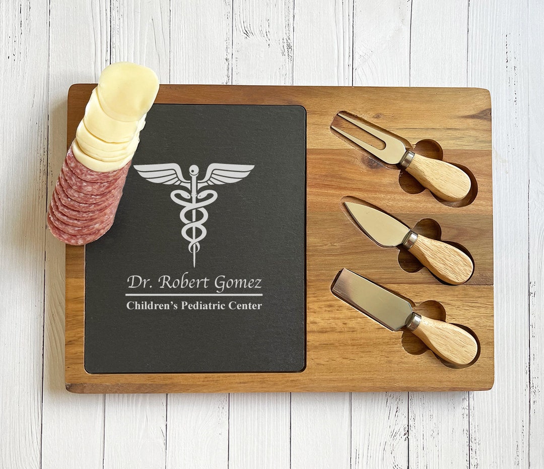 Caduceus Medical Doctor Engraved Cheese Board Set, Rectangle ...