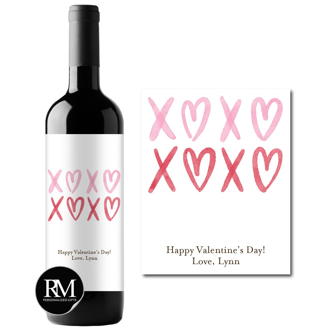 Set of 12 XOXO Valentine's Day Wine Labels: Personalized Mini Bottle ...