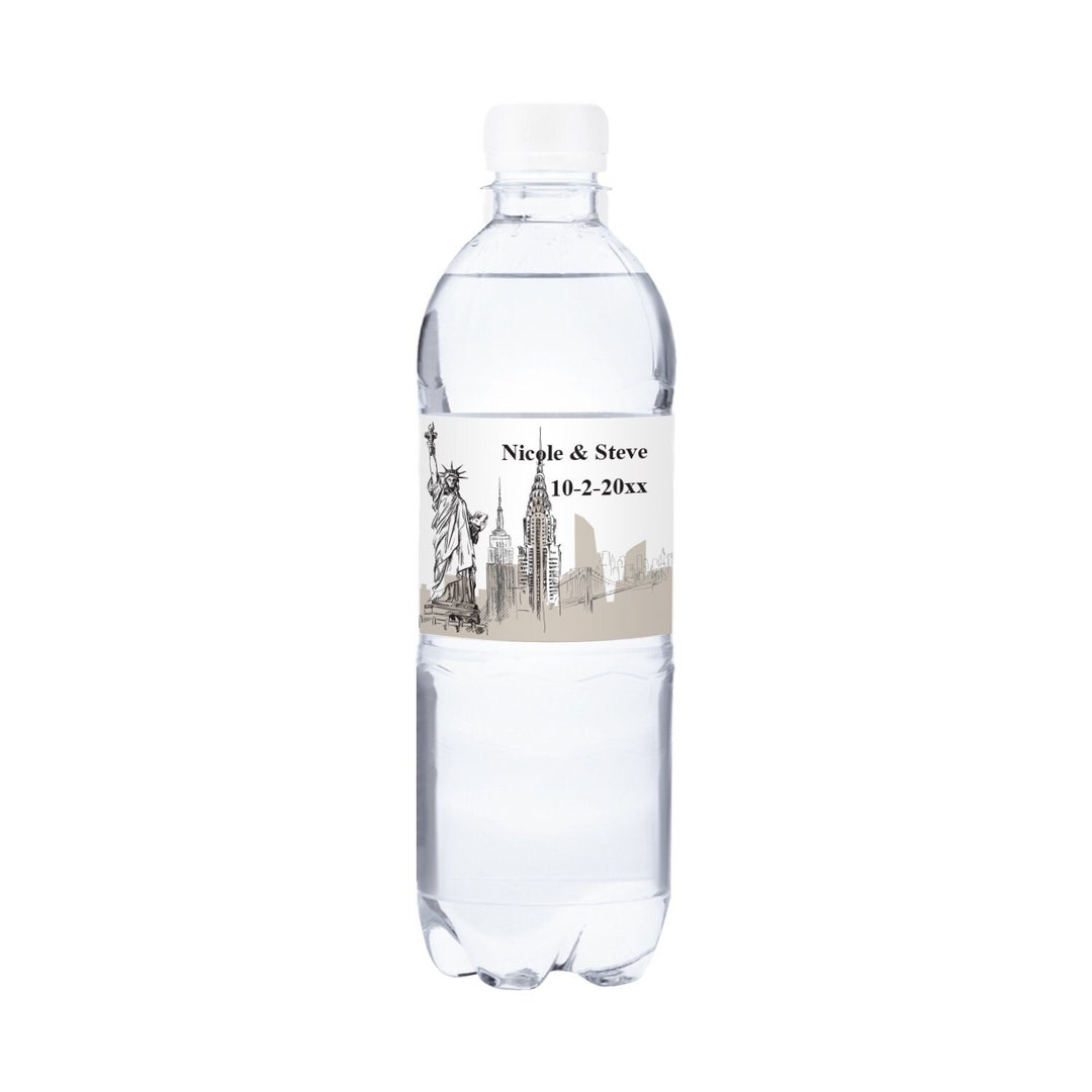 15 Pieces New York Personalized Waterproof Water Bottle Labels ...