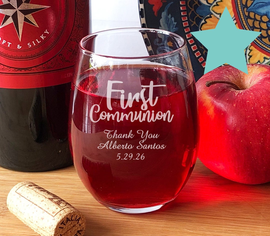 First Communion Stemless Wine Glasses First Communion Personalized ...