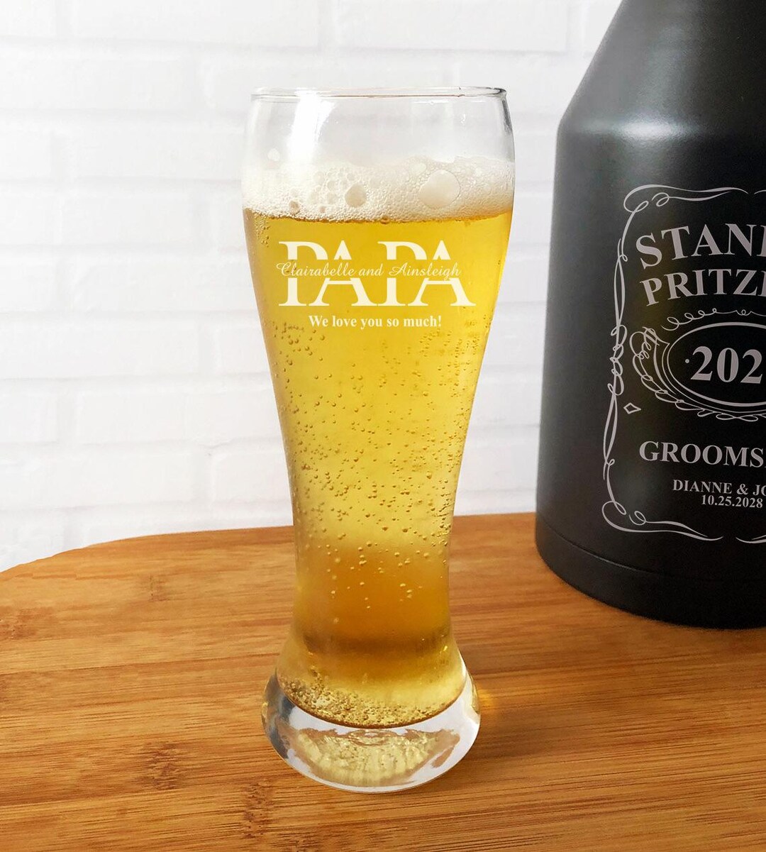Papa Engraved 16oz Pilsner Personalized Glass Gifts | Personalized ...