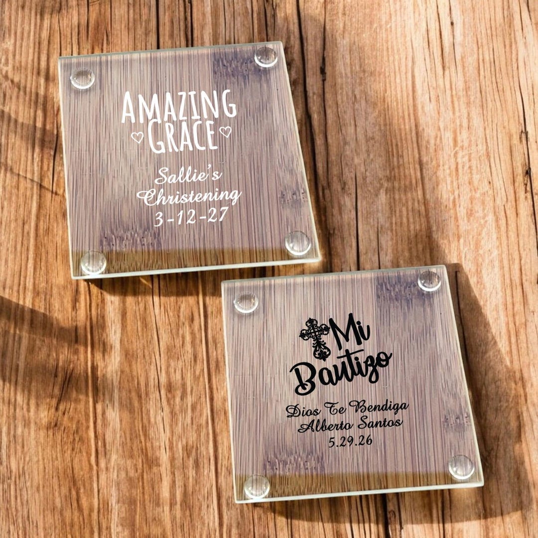 Baptism Personalized Printed 24 Pieces Glass Coasters Favors, Mi ...