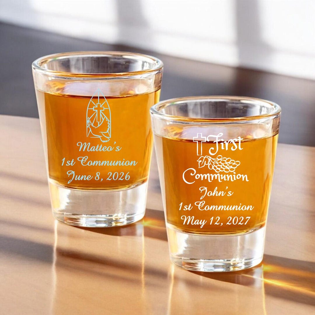 First Holy Communion Personalized Printed 24 Pieces Fluted Shot Glass ...