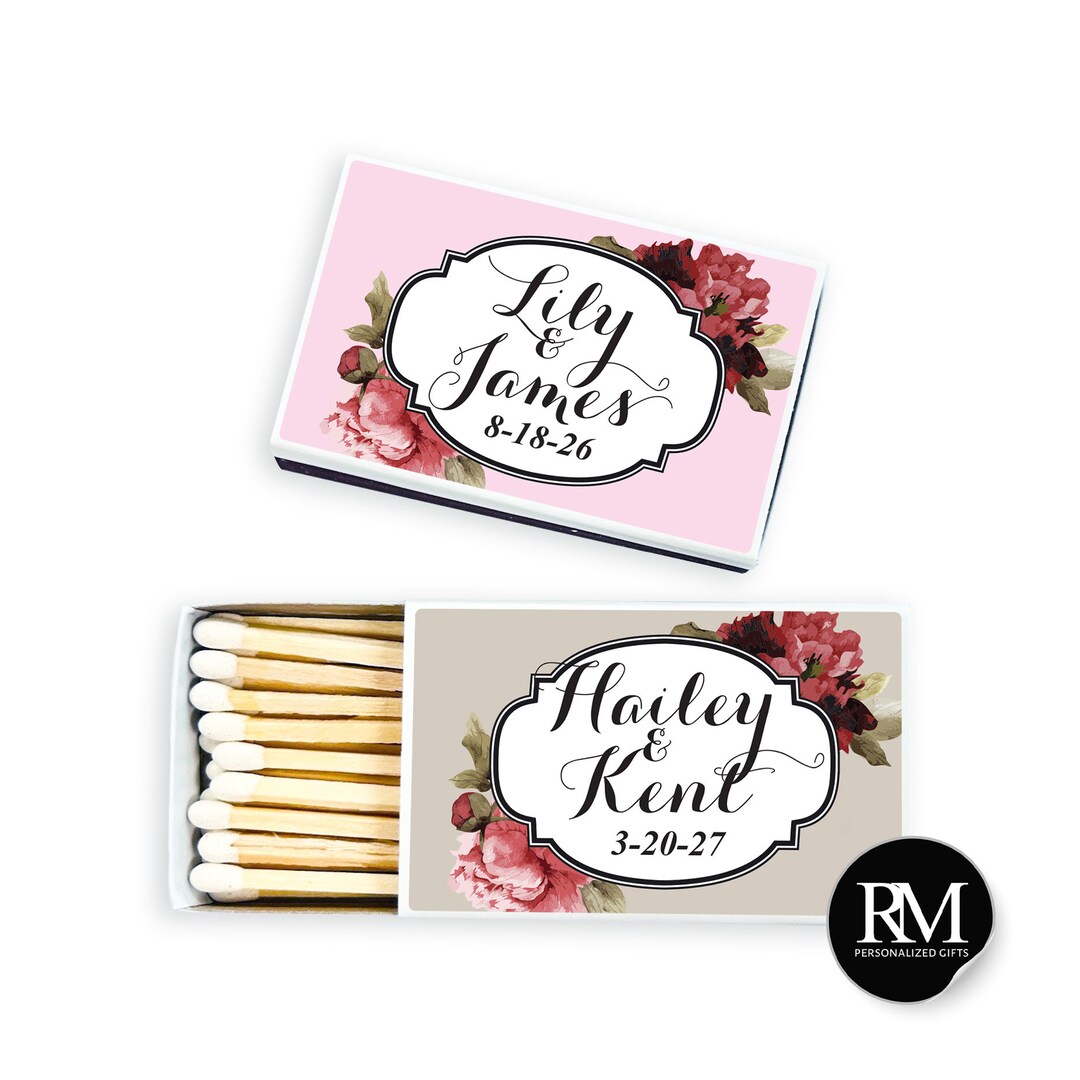 Personalized Matches PACK of 50 Floral Quatrefoil Personalized Matches ...