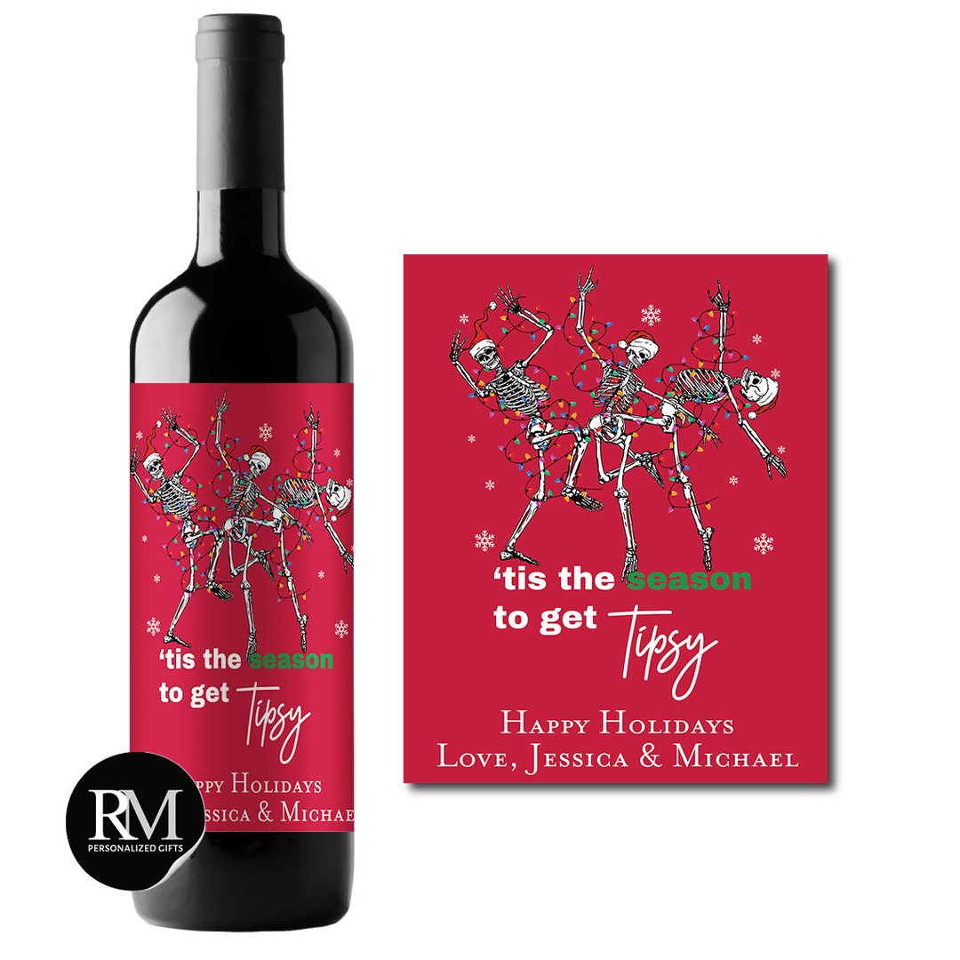 Personalized Wine Label 'tis the Season to Get Tipsy Christmas Labels ...