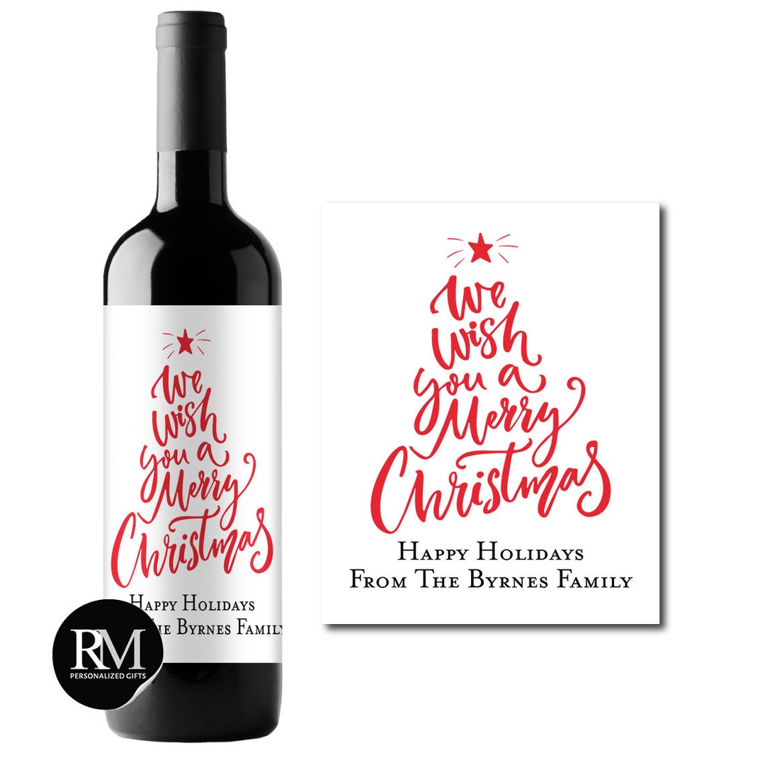 Personalized Wine Label We Wish You A Merry Christmas Labels, Christmas ...
