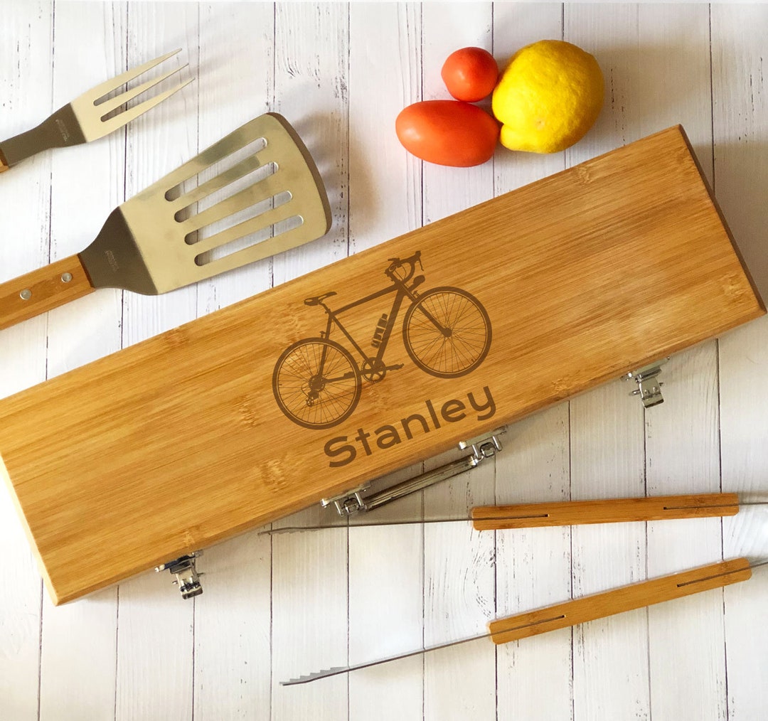 Personalized BBQ Set Bicycle Design Engraved Personalized BBQ - Etsy