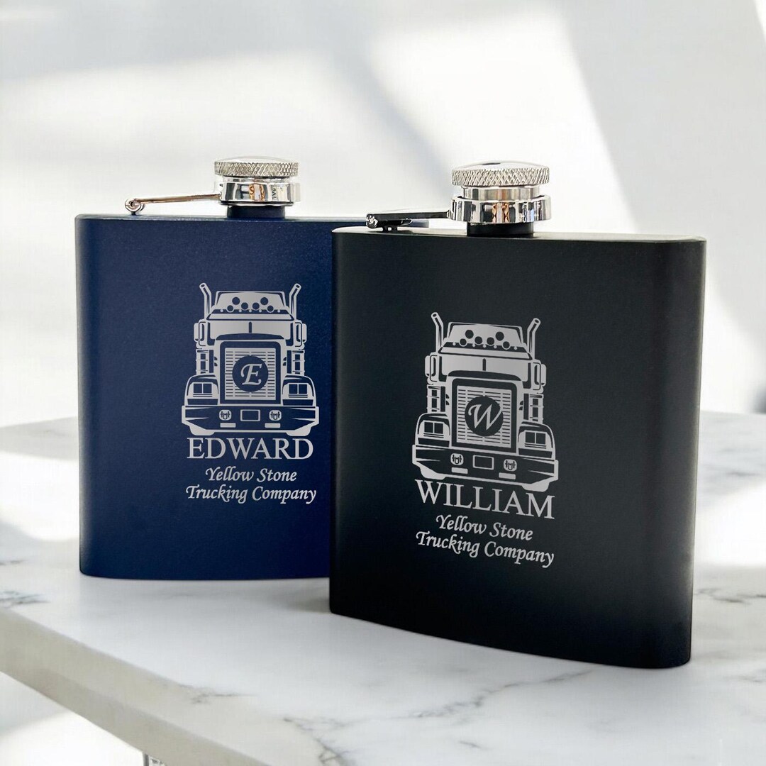 Personalized Truck Driver Stainless Steel Flask: Engraved Whiskey Flask ...