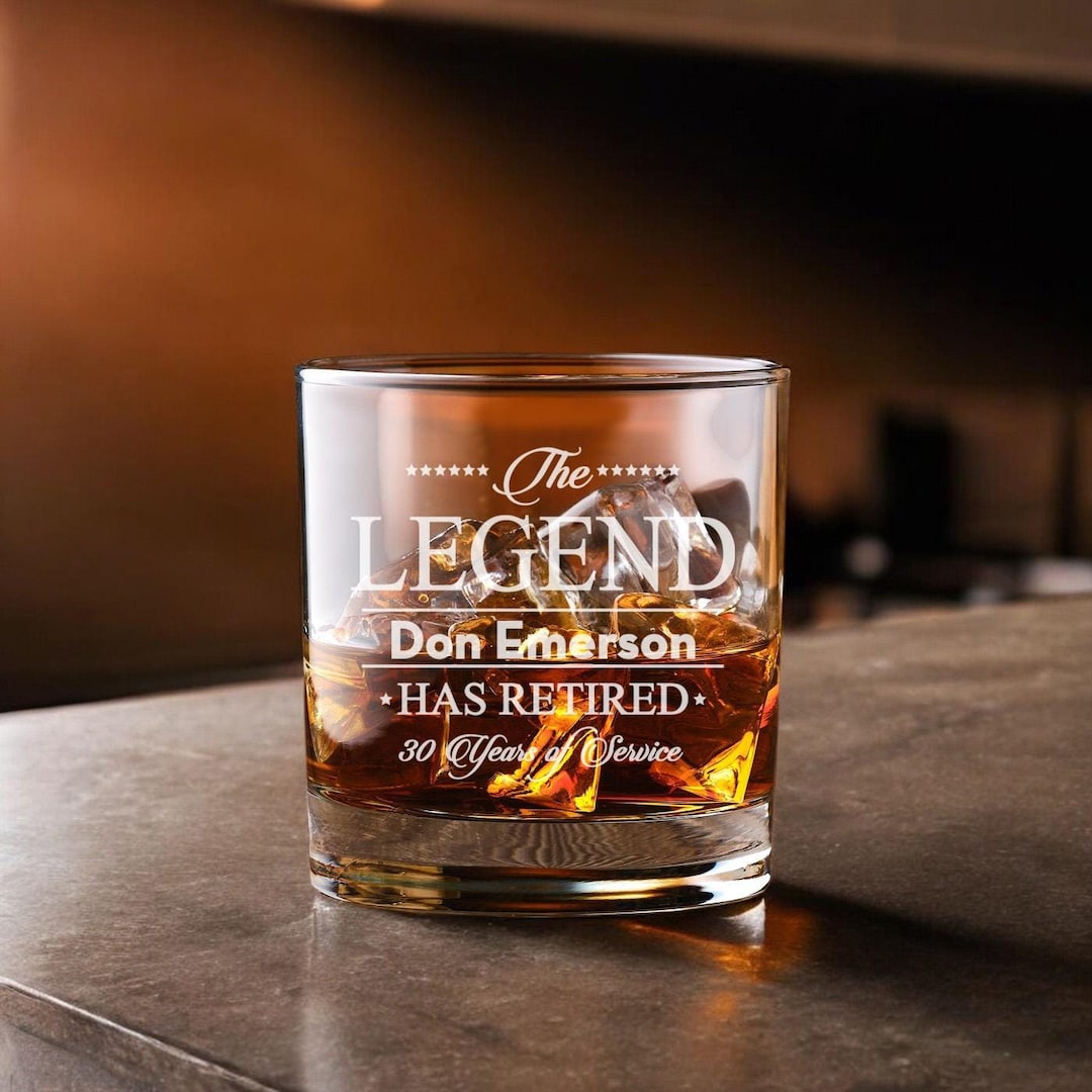 The Legend Has Retired Whiskey Rocks Glasses, Retirement Etched Rock ...