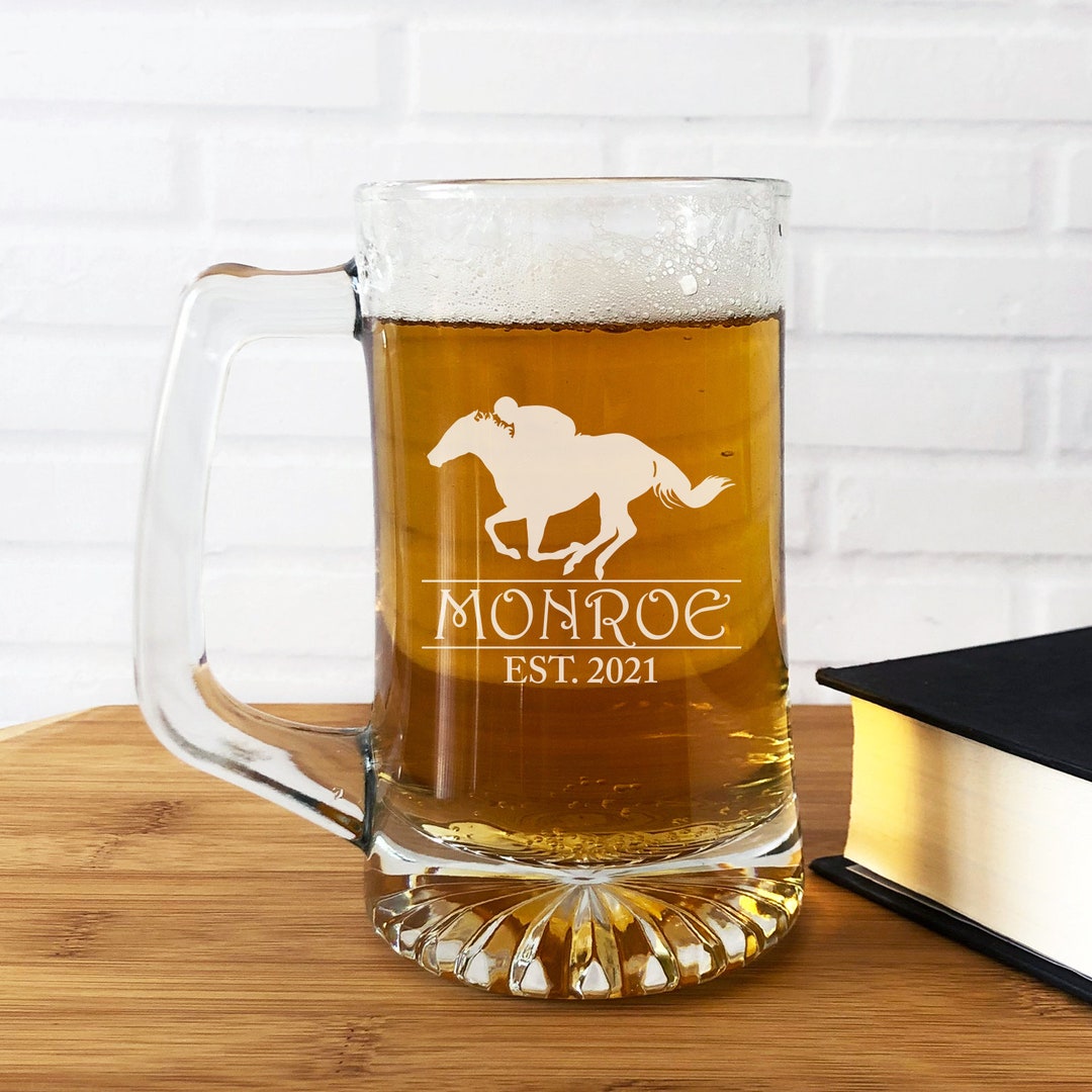 Large Beer Maxim Glass, Beer Mugs Glasses Personalized Etched Horse ...