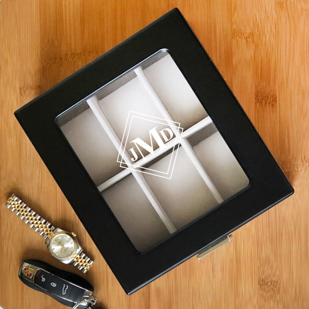 Watch Box Wood 6 Slot Compartment Watch Box Square Shaped, Personalized ...