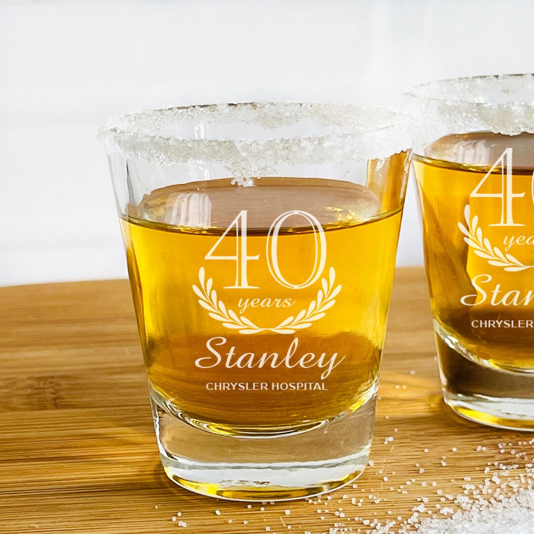 Engraved Years of Service Retirement Personalized Fluted Shot Glass ...