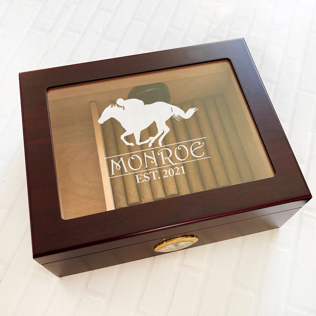 Large Size 50 Count Cigar Humidor Horse Personalized Engraved - Etsy