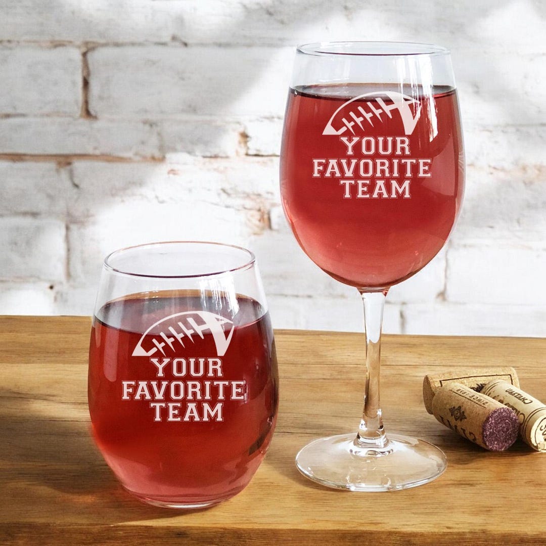 Your Favorite Football Team Wine Glasses, Stemless Wine Glass or Wine ...