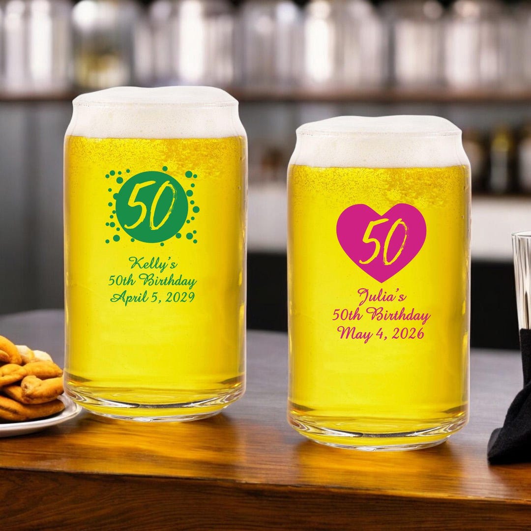 Fifty Fiftieth Birthday Personalized Printed 24 Pieces Beer Can Glass ...