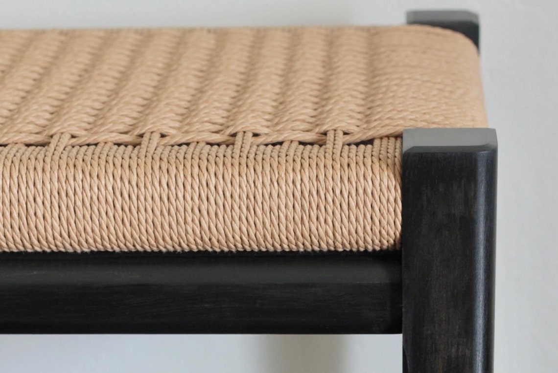 Handmade Danish Cord and Hardwood Bench 42x 13x 18 - Etsy