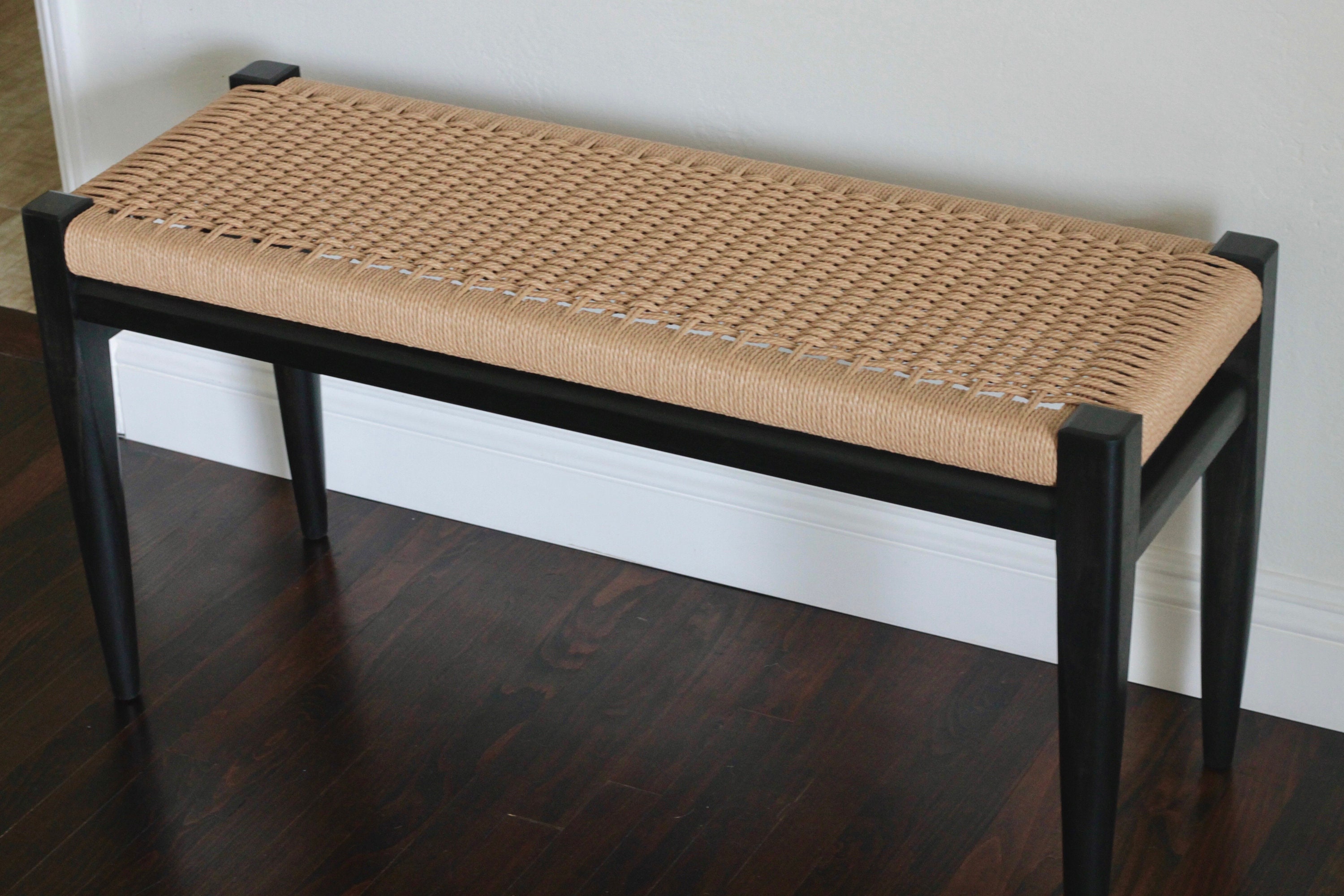 Handmade Danish Cord and Hardwood Bench 60x 15x 18 - Etsy