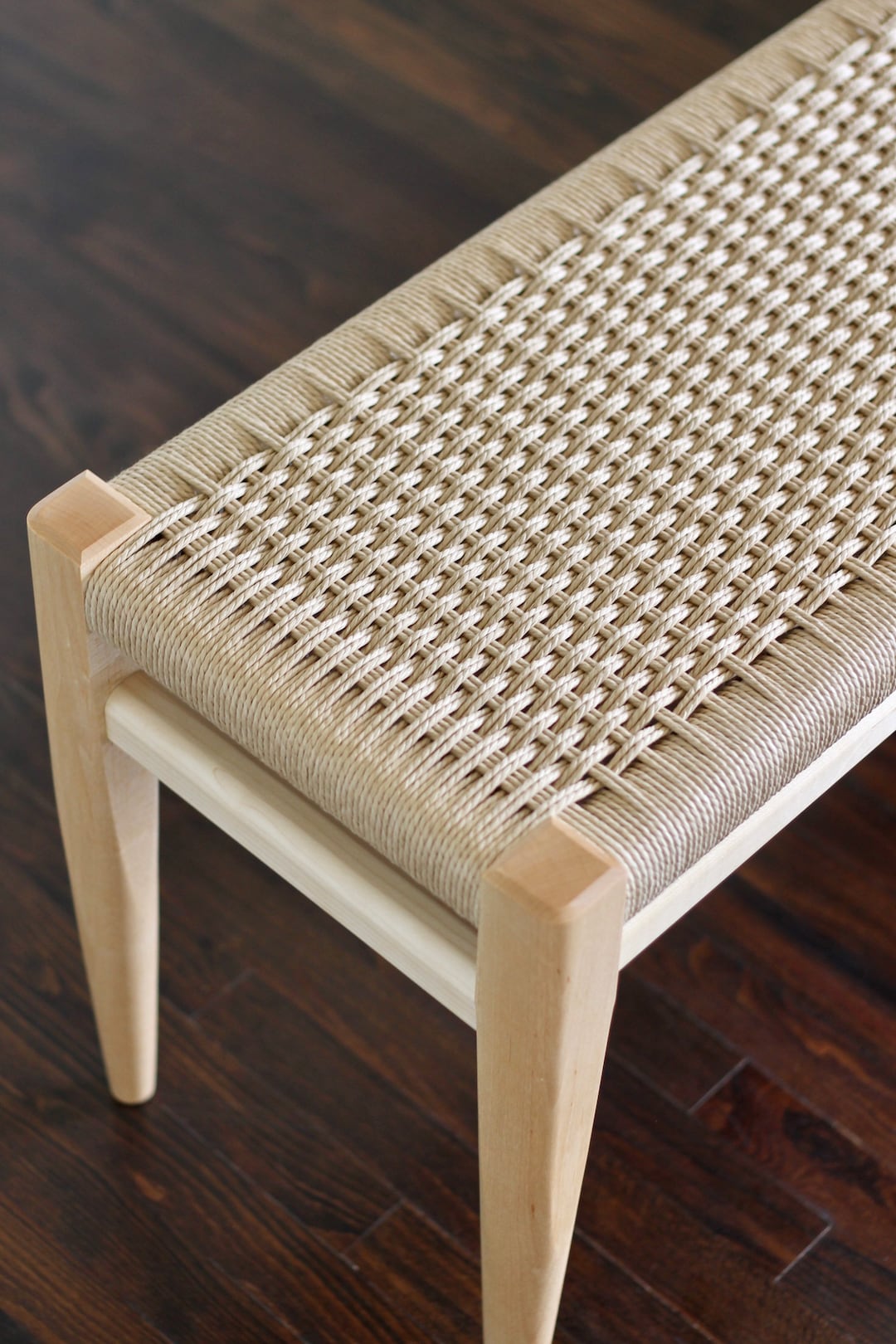 Handmade Danish Cord and Hardwood Bench 36”x 13”x 18” - Etsy