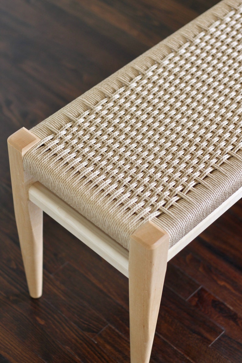 Handmade Danish Cord and Hardwood Bench 60x 15x 18 - Etsy