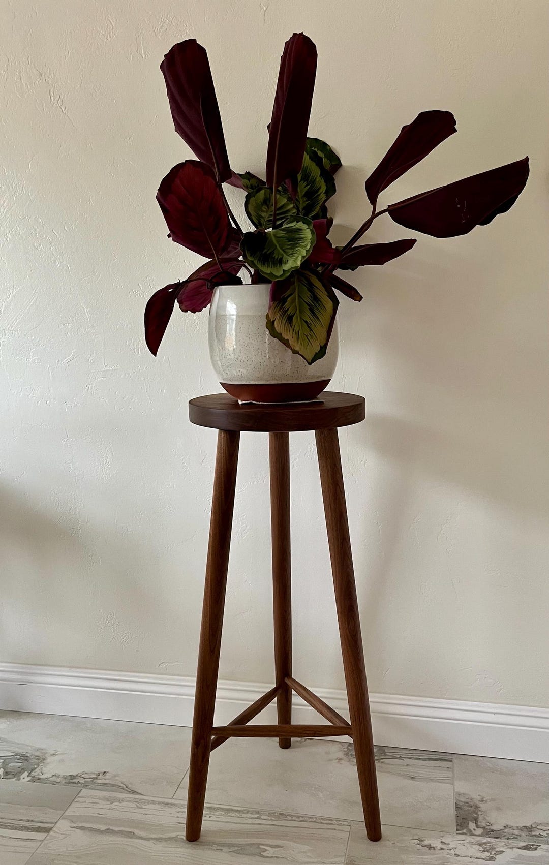 Three Legged Walnut Plant Stand, Water Crock Stand, Lamp Table - Etsy