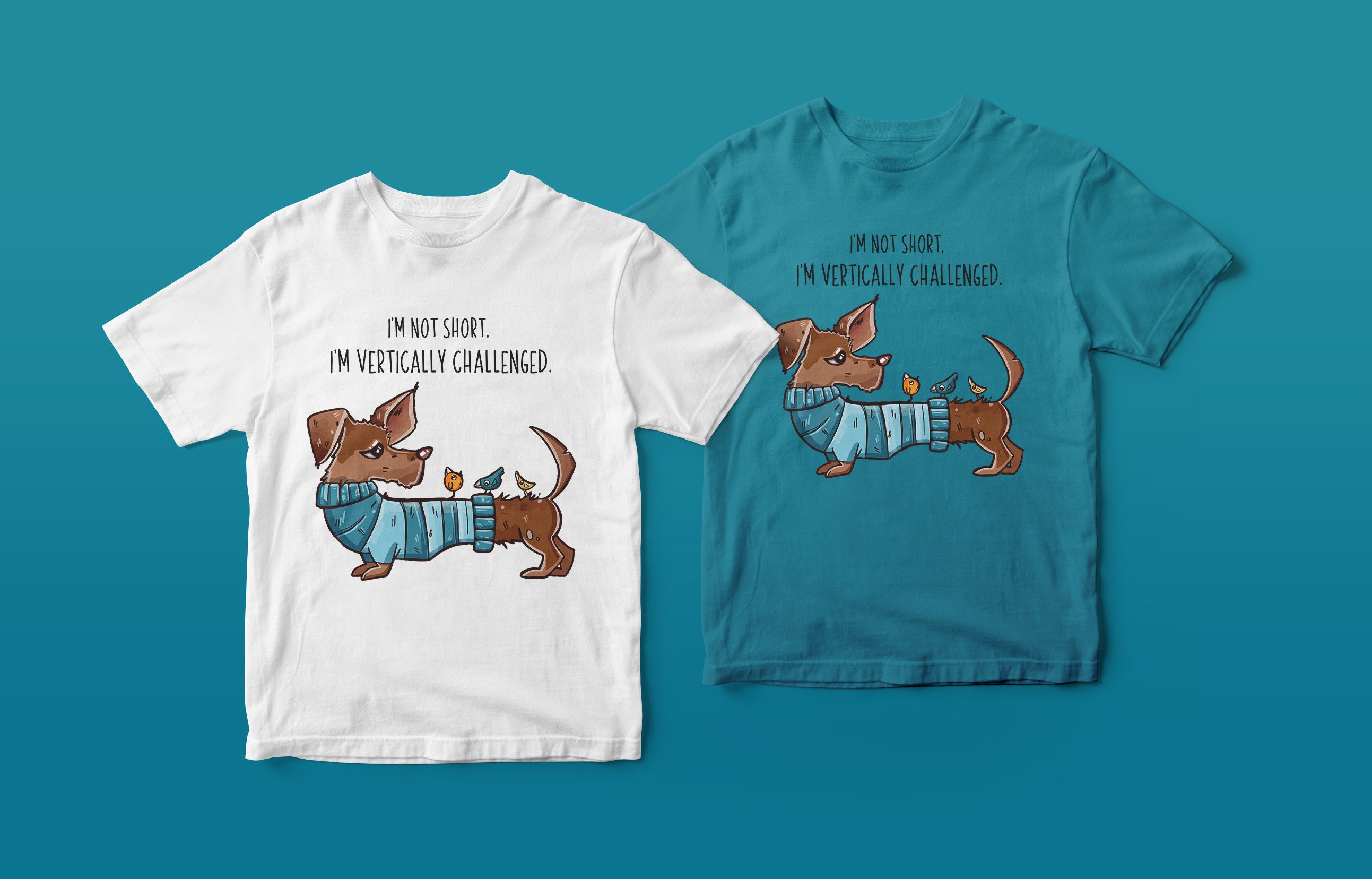 Vertically Challenged Wiener Dog With Birdie Friends // Digital ...