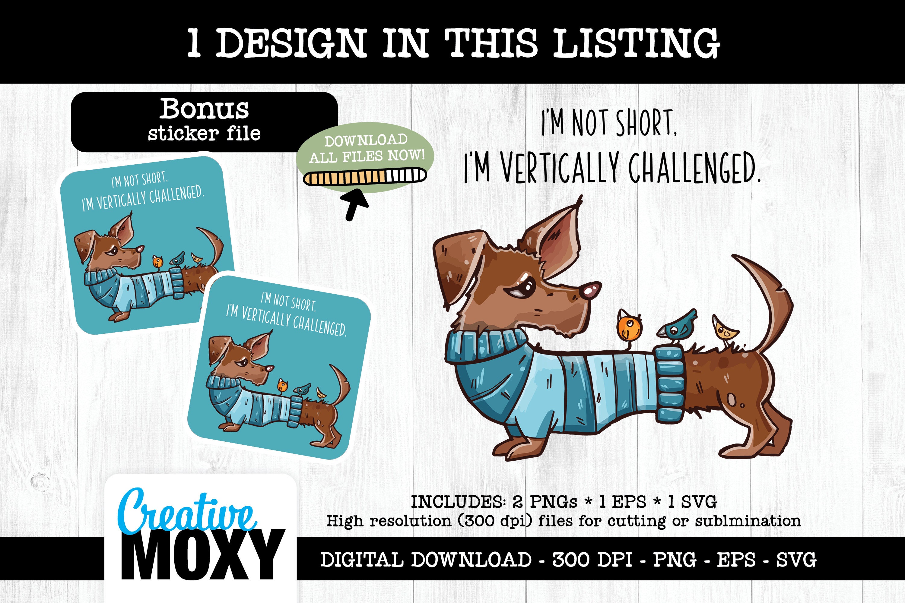 Vertically Challenged Wiener Dog With Birdie Friends // Digital ...