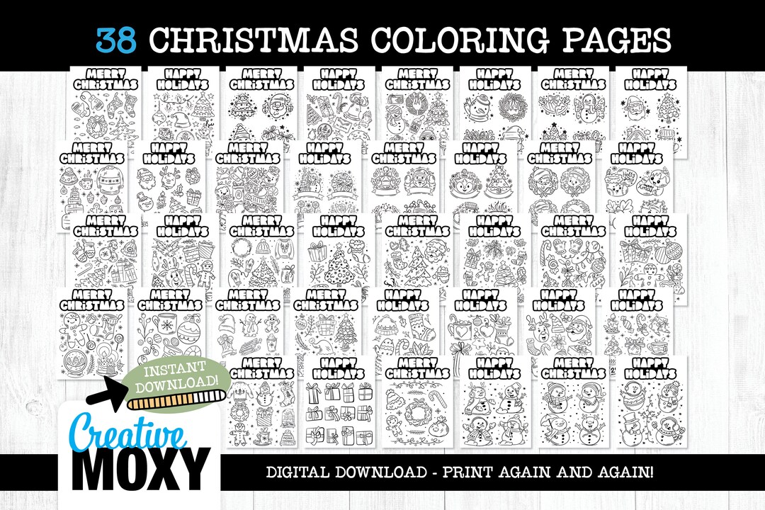 Christmas Doodle Coloring Pages 38 Pages of Holiday Fun to Color Kids ...