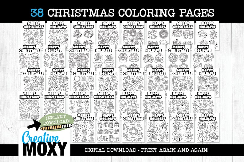Christmas Doodle Coloring Pages 38 Pages of Holiday Fun to Color Kids ...