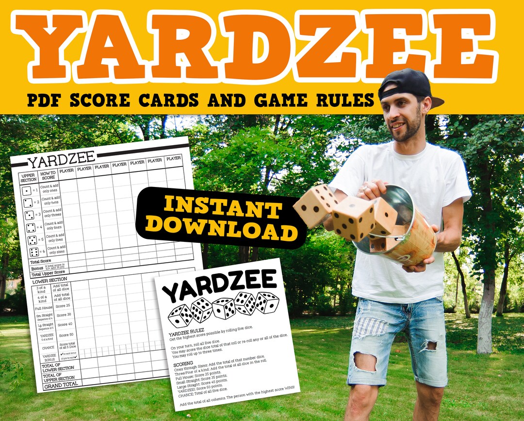 Yardzee Outdoor Game Scorecards & Rules Digital Download Printable Pdfs ...