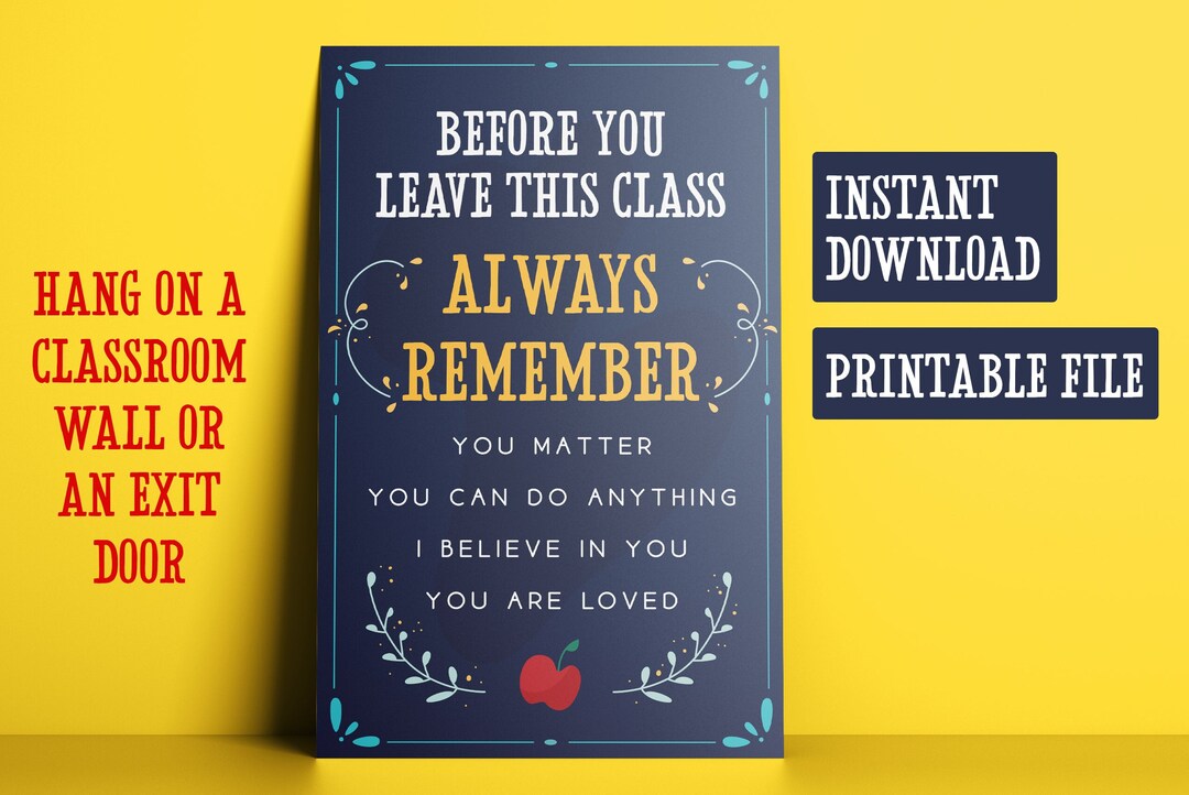 Classroom Affirmation Poster, Motivational Wall Art (digital Download ...