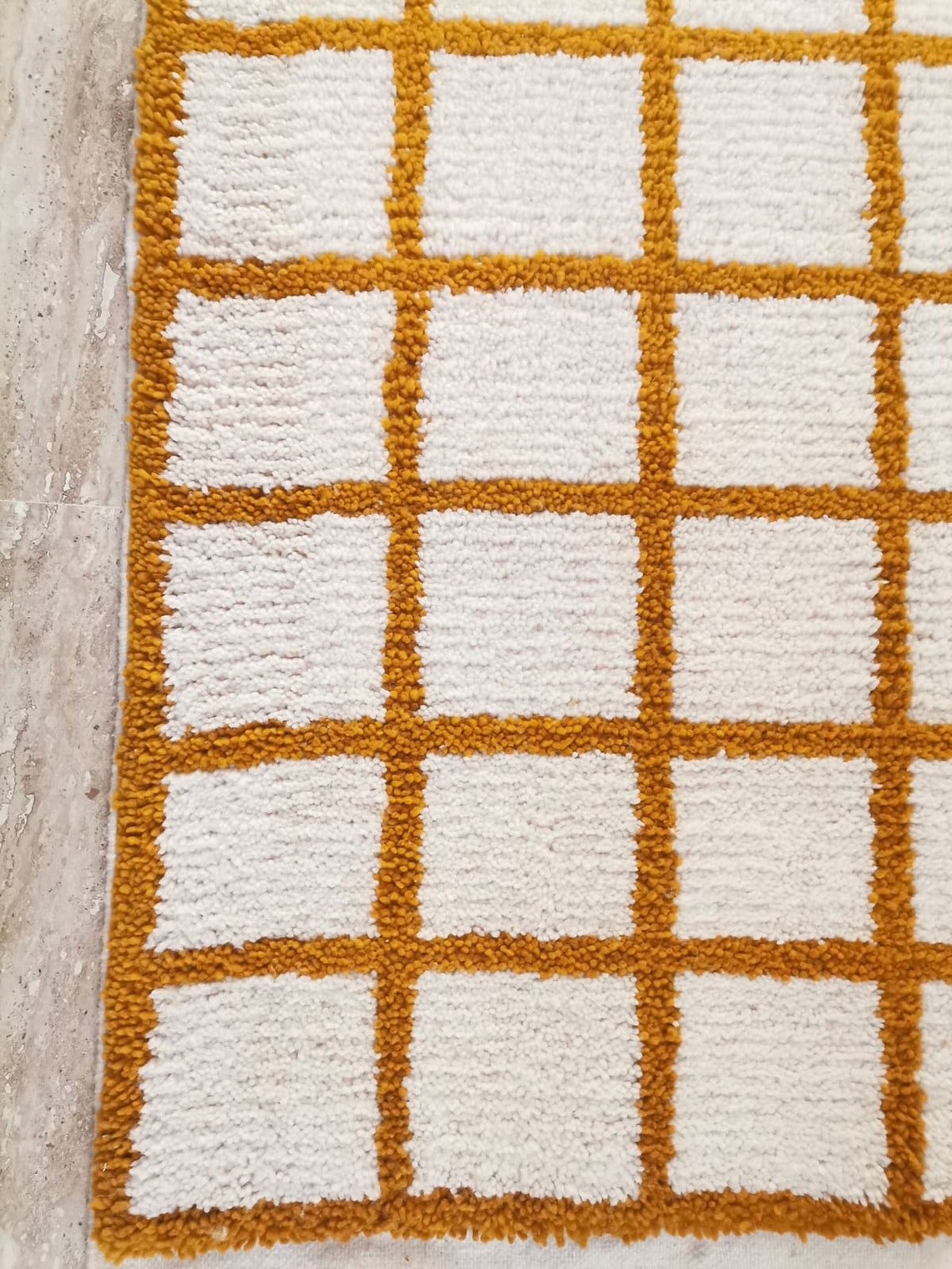 Custom Moroccan Grid Rug Orange Turmeric Yellow - Etsy