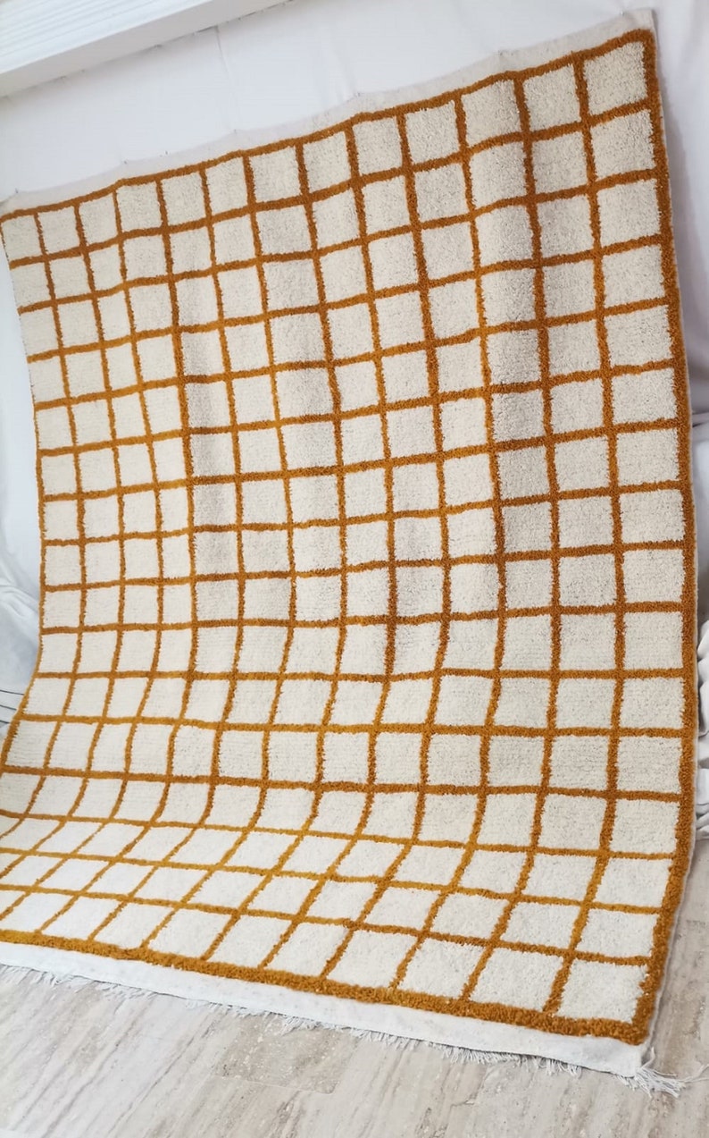 Custom Moroccan Grid Rug Orange Turmeric Yellow - Etsy