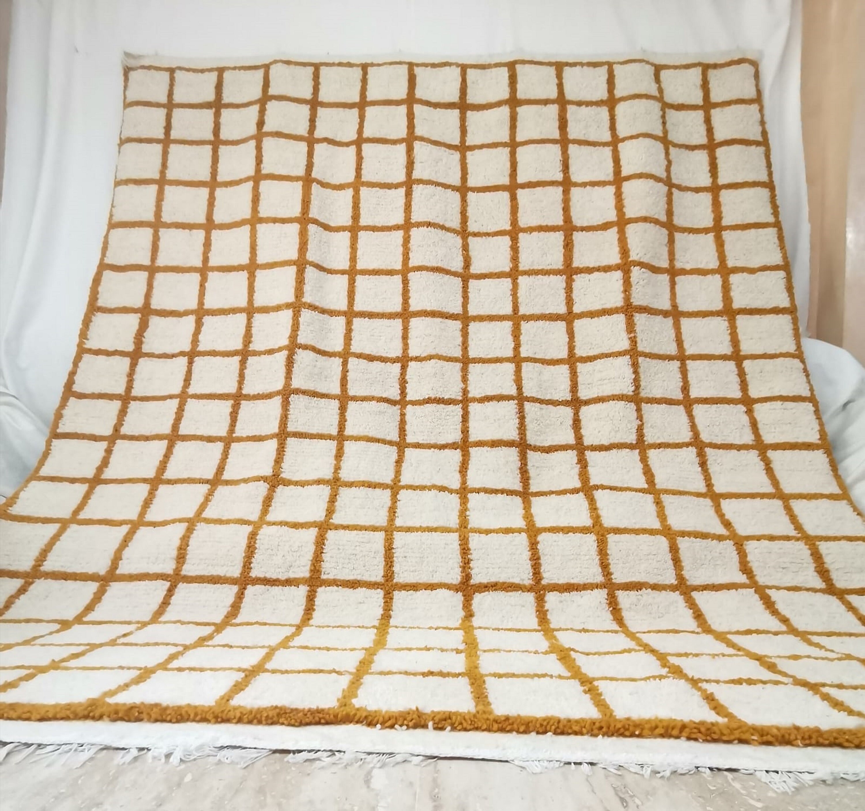 Custom Moroccan Grid Rug Orange Turmeric Yellow | Etsy