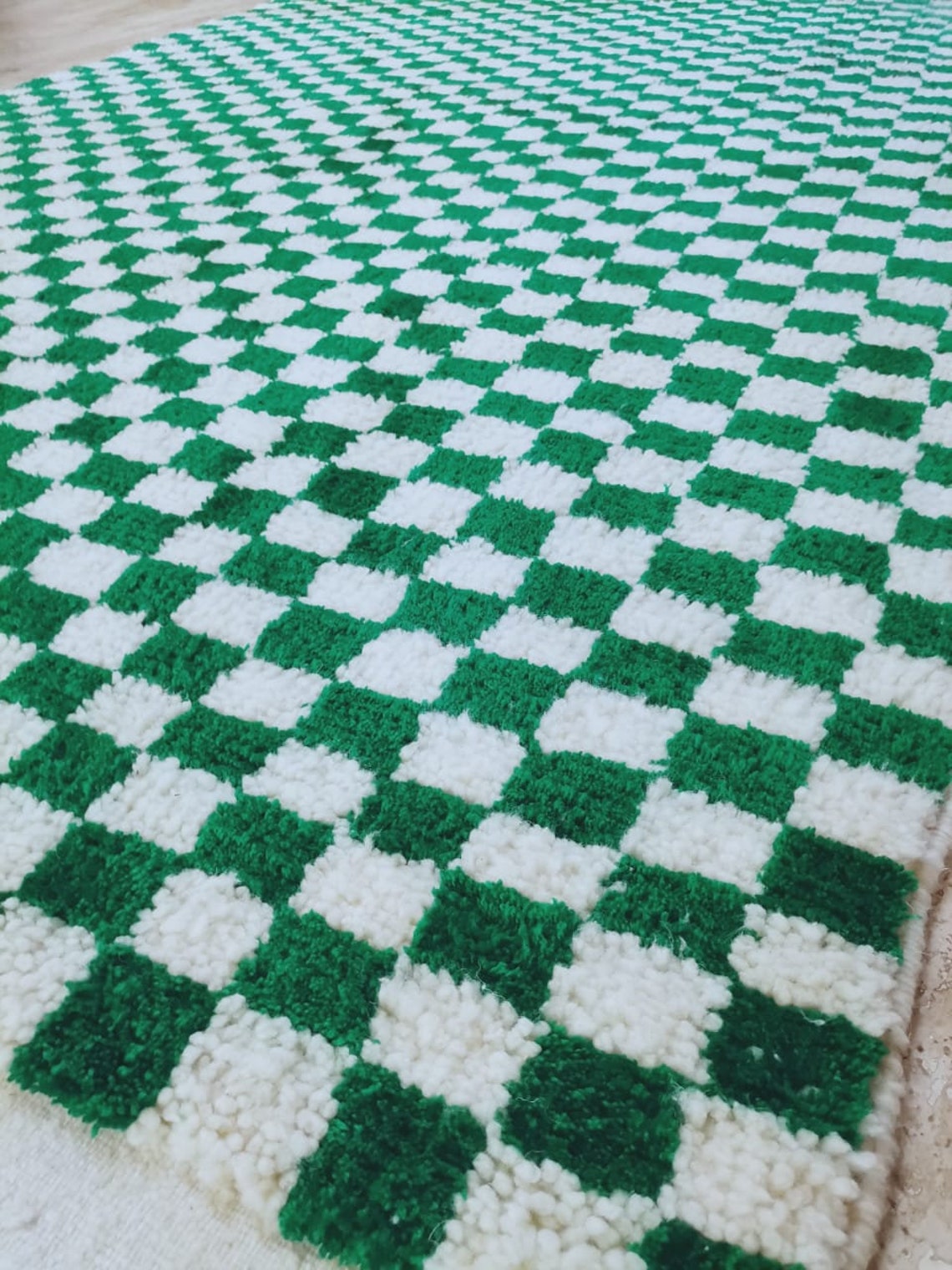 Green Chess checker rug Moroccan rug Moroccan custom rug | Etsy