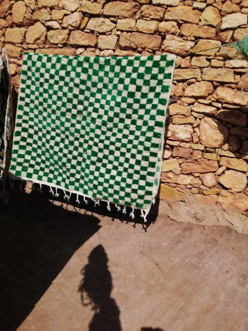 Green Chess Checker Rug Moroccan Rug Moroccan Custom Rug | Etsy