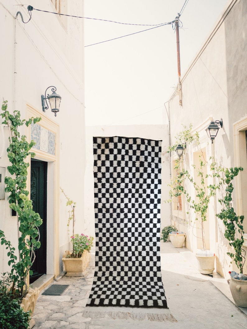 Custom Chess Runner Checker Moroccan Runner Beni Rug Black - Etsy