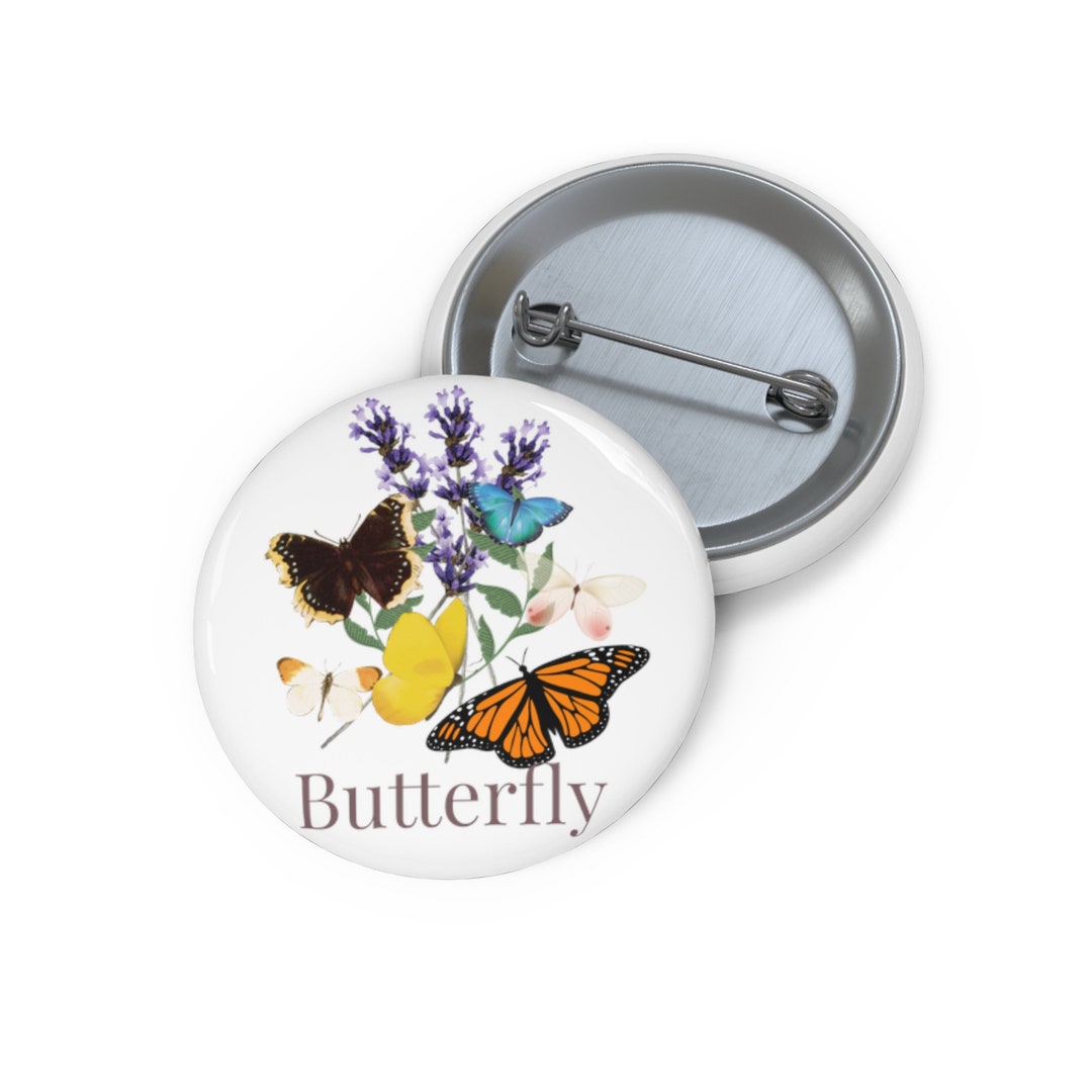Butterfly Garden Pin Buttons Cottage Core Badge Pin - Etsy