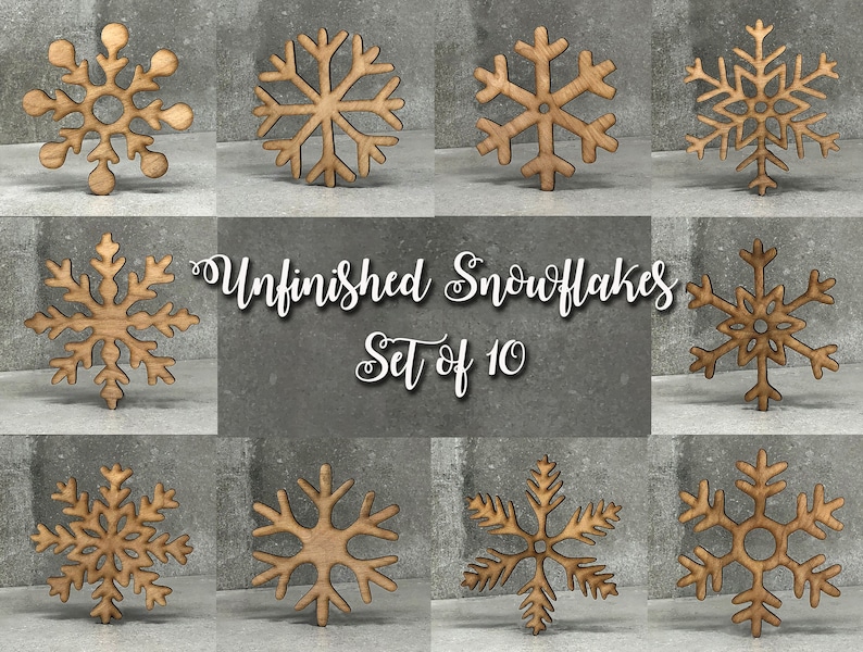 Laser Cut Snowflakes Set of 10 - Unfinished - Ready for Your Holiday ...