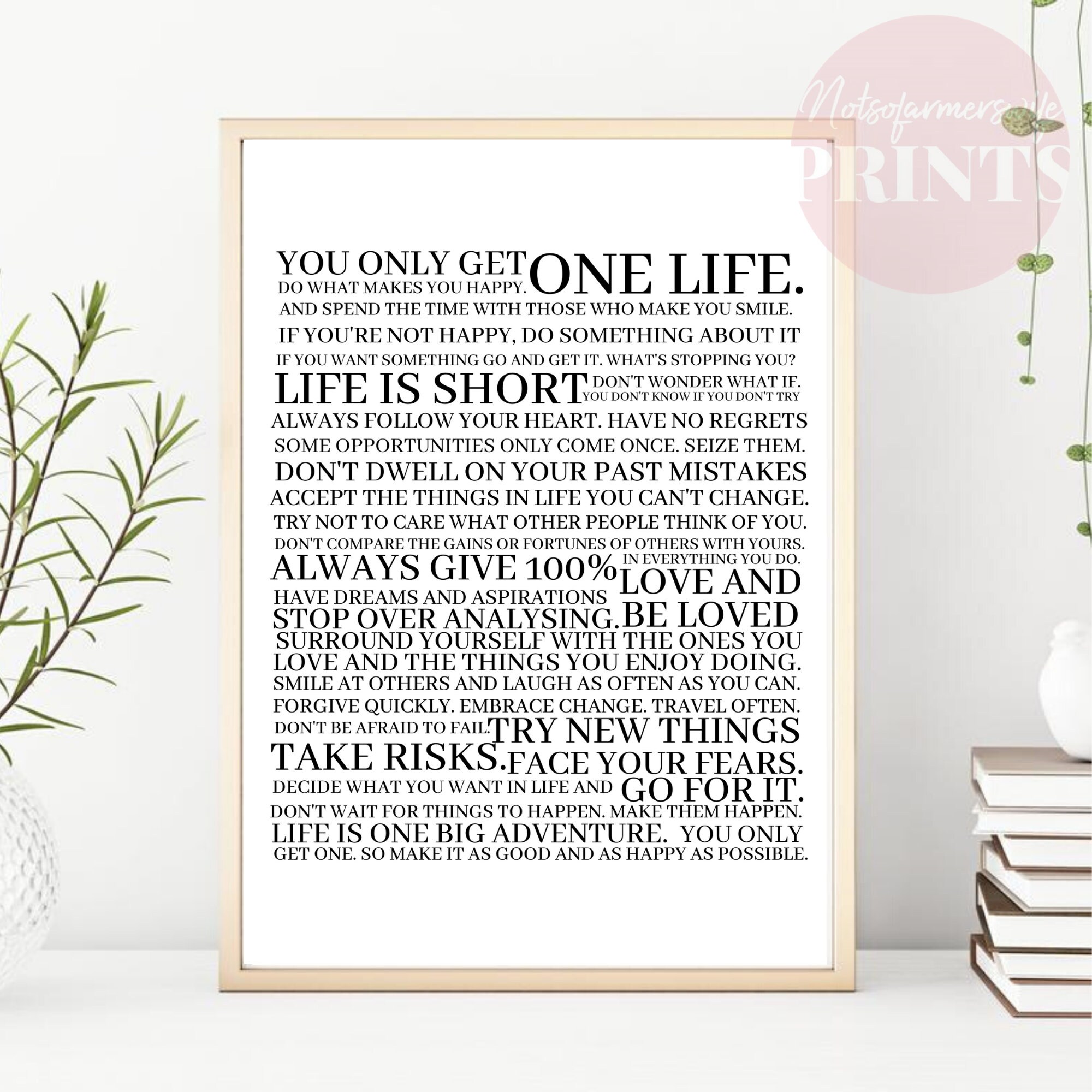 You Only Get One Life Poster - Etsy UK
