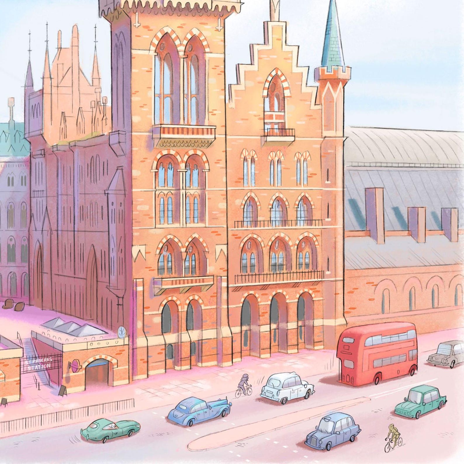 St Pancras Station Art Print: London Illustrated Wall Decor - Etsy
